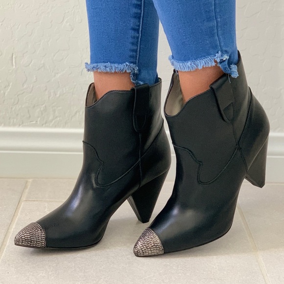 Anthropologie | Shoes | Textured Pointy Toe Cap Western Leather Ankle ...